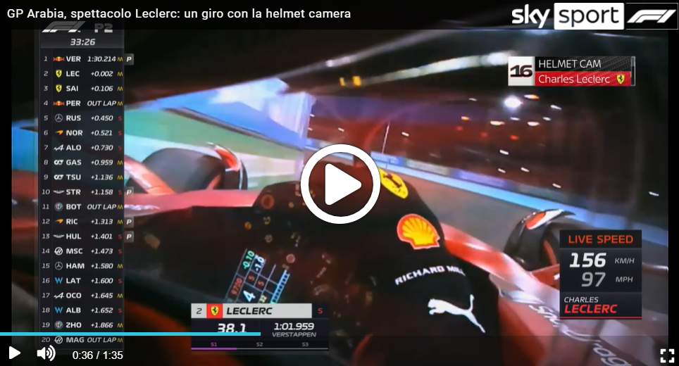 F1, un giro di pista a Jeddah dalla helmet camera di Leclerc [ VIDEO ]